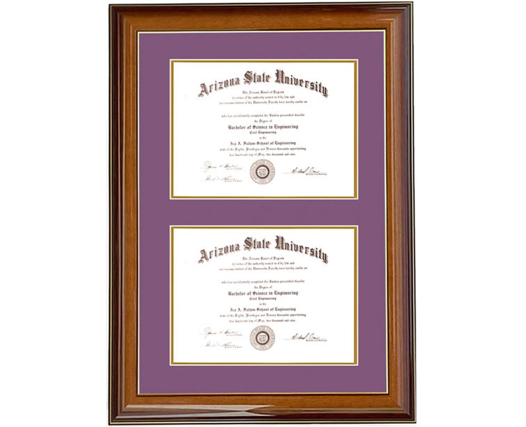 Double Diploma Frame, Degree , Certificate, Document Frame, Walnut ...