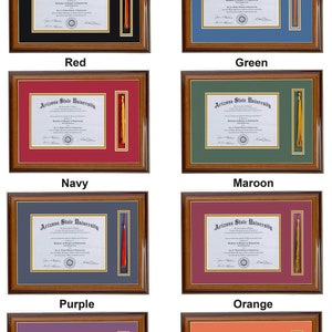 Custom Double Diploma Frame With Tassel Mahogany/navy RC-H ,6x8,7x9 ...