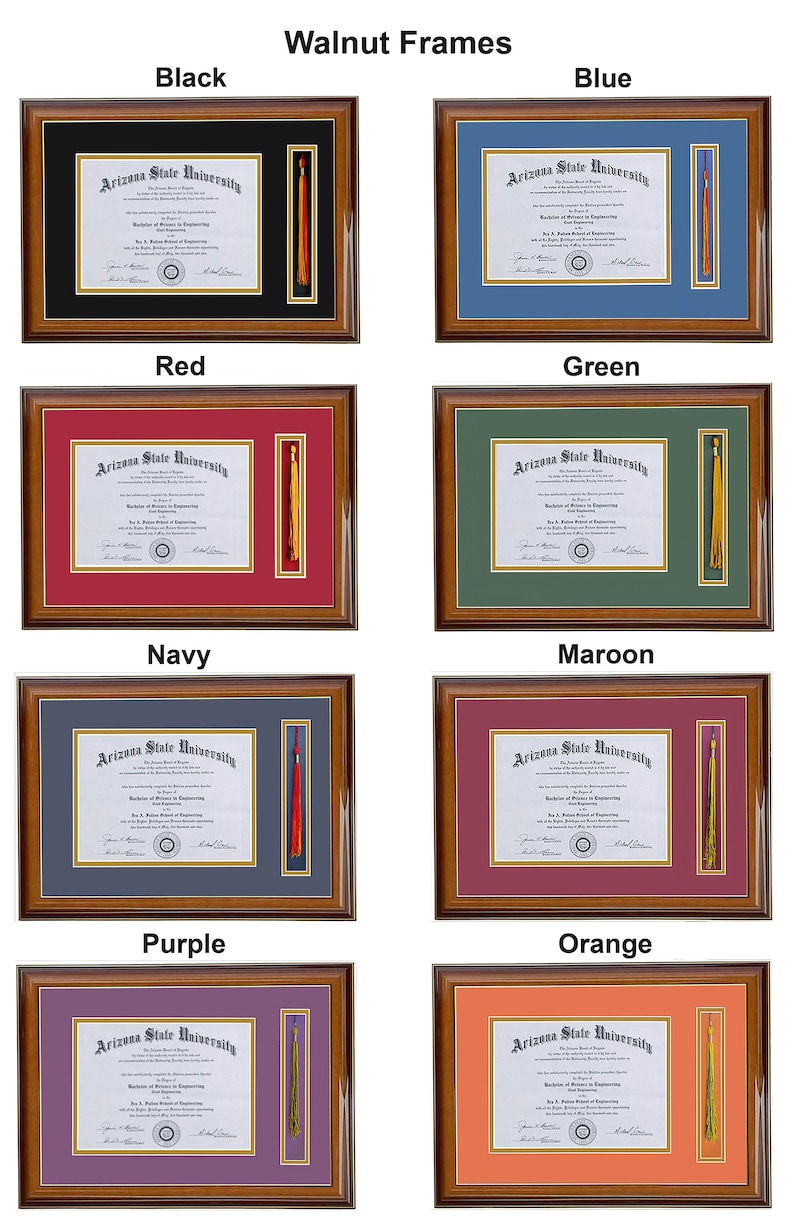 Double Diploma Frame With Tassel RC (customizable) ,6x8,7x9,8x10,8.5x11,9x12,10x13,11x14 ...