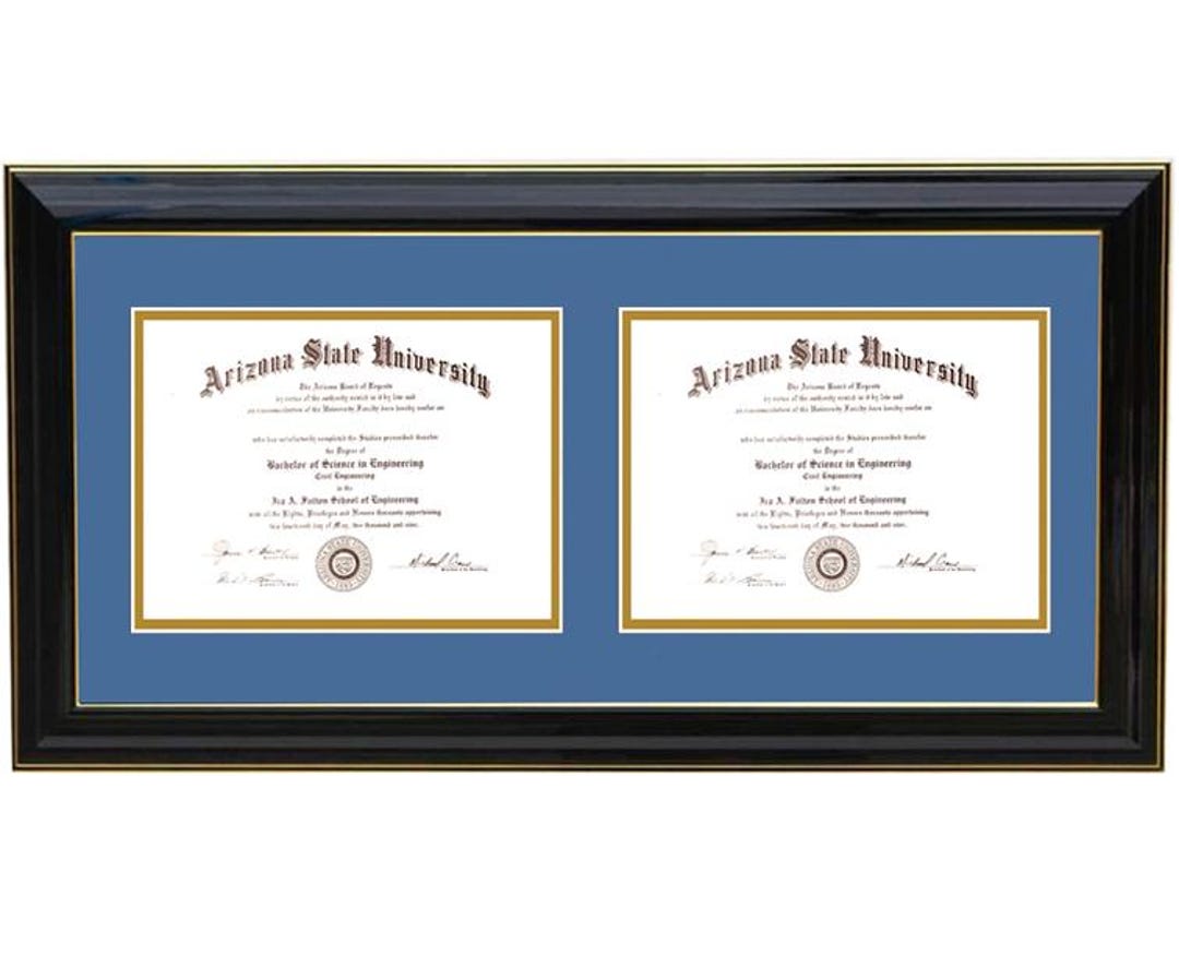 Double Diploma Frame, Degree Frame, Certificate Frame, Black/blue-h RC ...