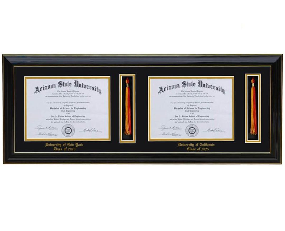 Custom Double Diploma Frame With Two Tassel B,6x8,7x9,8x10,8.5x11,9x12 ...