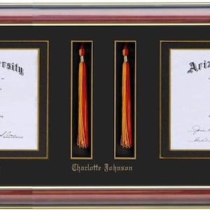 Double Diploma and Tassels Frame (customizable) ,6x8,7x9,8x10,8.5x11,9x12,10x13,11x14 Landscape ...