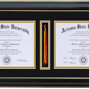 Double Diploma Frame With Tassel RC (customizable) ,6x8,7x9,8x10,8.5x11,9x12,10x13,11x14 ...