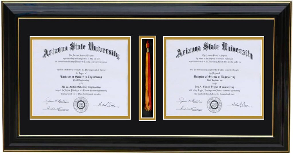 Double Diploma Frame With Tassel RC (customizable) ,6x8,7x9,8x10,8.5x11 ...