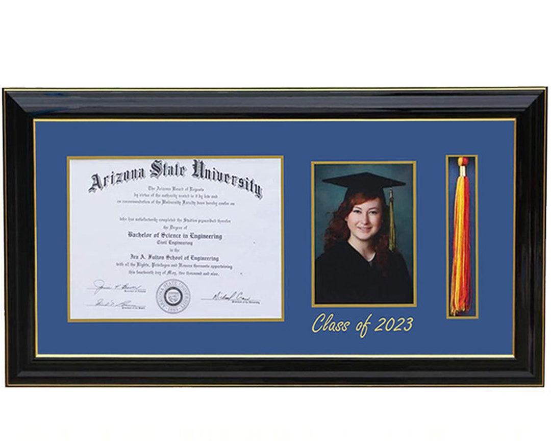 Diploma Frame With Tassel and 5x7 Pic. BU. H (customizable)degree Frame ...