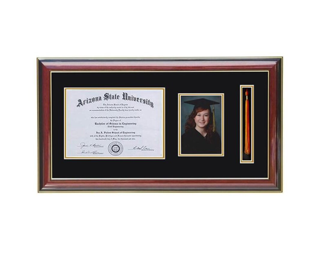 Mahogany Diploma Frame With Tassel & 5x7 Photo - Customizable Size - Etsy