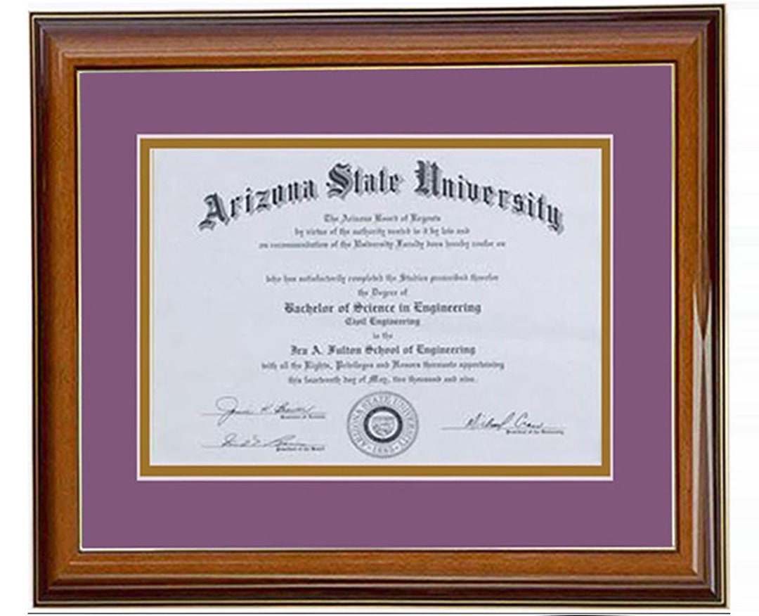 Custom Diploma Frame, Degree Frame, Certificate , Walnut/purple RC 8x6 ...