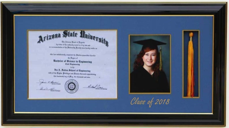 Custom Wood Diploma Frame With Photo & Tassel - Handmade in USA - Etsy