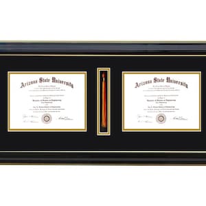 Custom Double Diploma Frame With Tassel Mahogany/navy RC-H ,6x8,7x9,8x10,8.5x11,9x12,10x13,11x14 ...