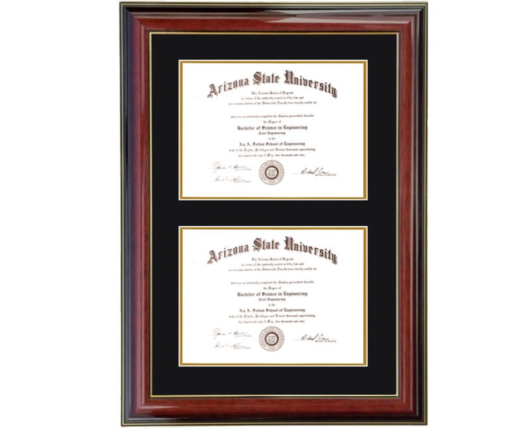 Custom Double Diploma Frame M. RC-V 8x6,11x8.5,11x14,8x10,5x7,7x9,9x12 ...