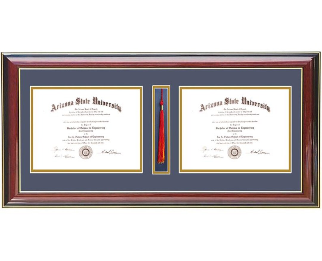 Custom Double Diploma Frame With Tassel Mahogany/navy RC-H ,6x8,7x9 ...