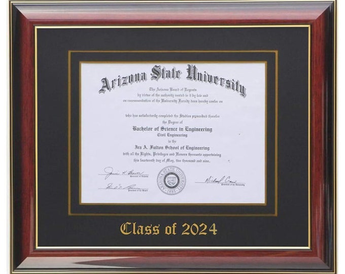 Handcrafted, Engraved Diploma Frame Personalized Frame for High School ...