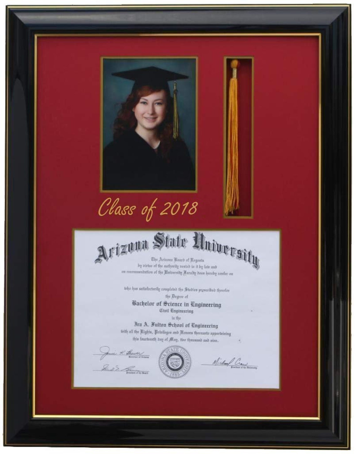 Diploma Frame With Tassel and a 5x7 Pic. B SQ customizable | Etsy
