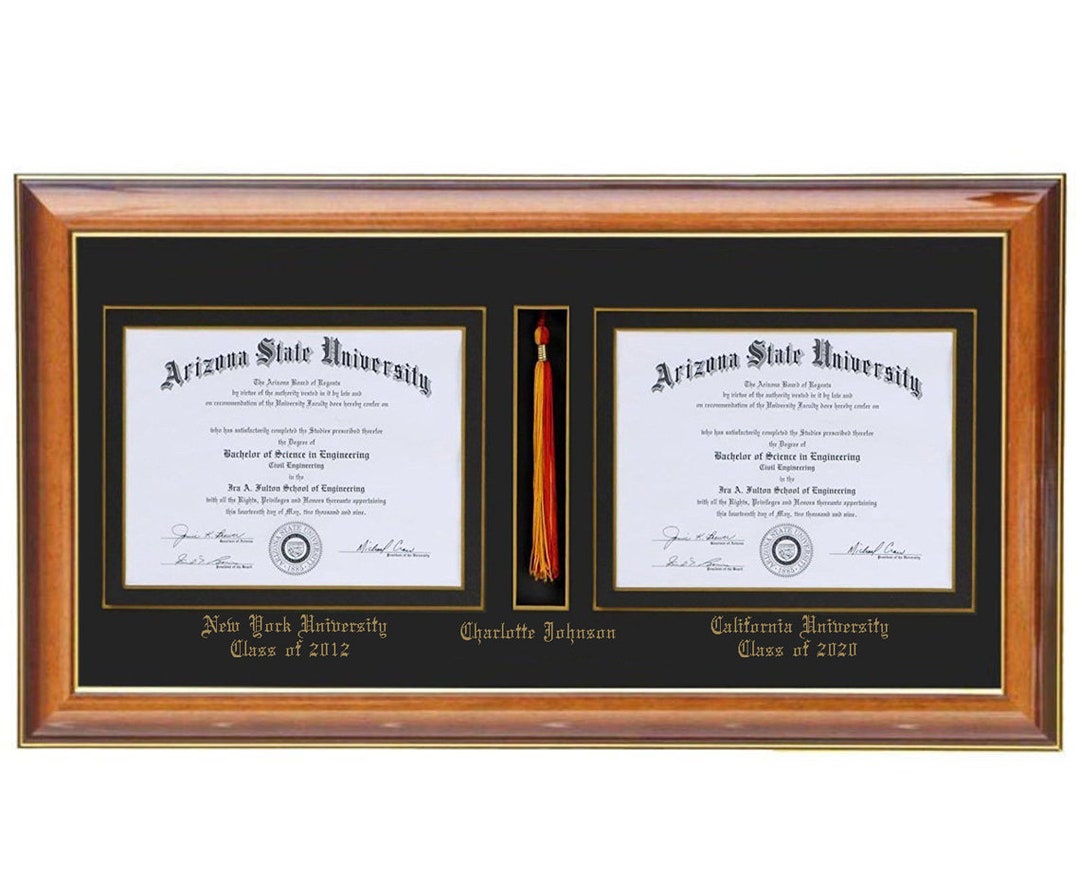 Double Diploma Frame With Tassel W (customizable) ,6x8,7x9,8x10,8.5x11 ...