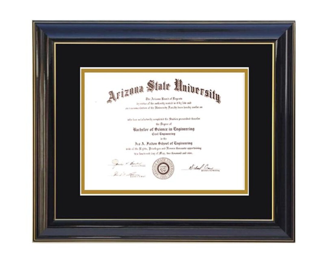 Buy Custom Diploma Frame: Black Wood With Gold Accents, Multiple Sizes ...