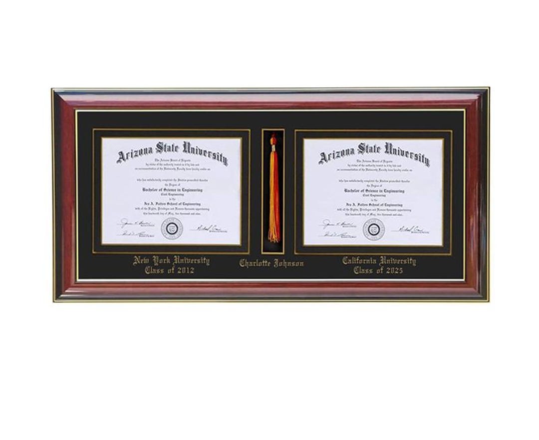 Custom Double Diploma Frame With Tassel M 6x8,7x9,8x10,8.5x11,9x12,10x13,11x14 Landscape - Etsy