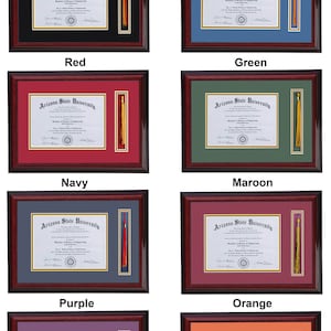 Custom Double Diploma Frame With Tassel Mahogany/navy RC-H ,6x8,7x9,8x10,8.5x11,9x12,10x13,11x14 ...