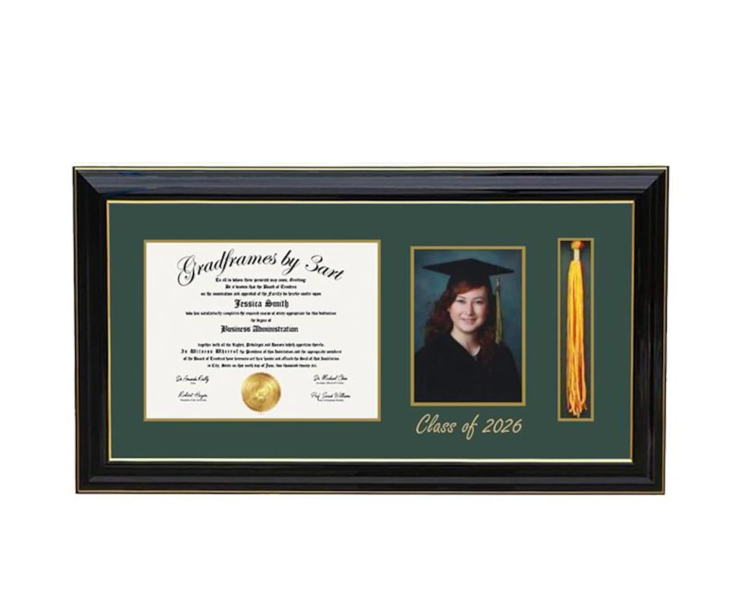 Custom Wood Diploma Frame With Photo & Tassel - Handmade in USA - Etsy
