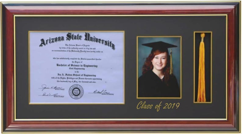 Custom Wood Diploma Frame With Photo & Tassel - Handmade in USA - Etsy