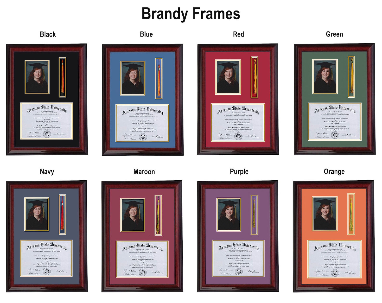 Custom Diploma Frame With Tassel Holder & 5x7 Photo - Black Wood Grain ...