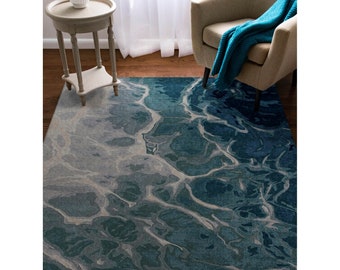 WATER PATTERN RUG / Different Sizes Handmade Tufted Rug - Etsy