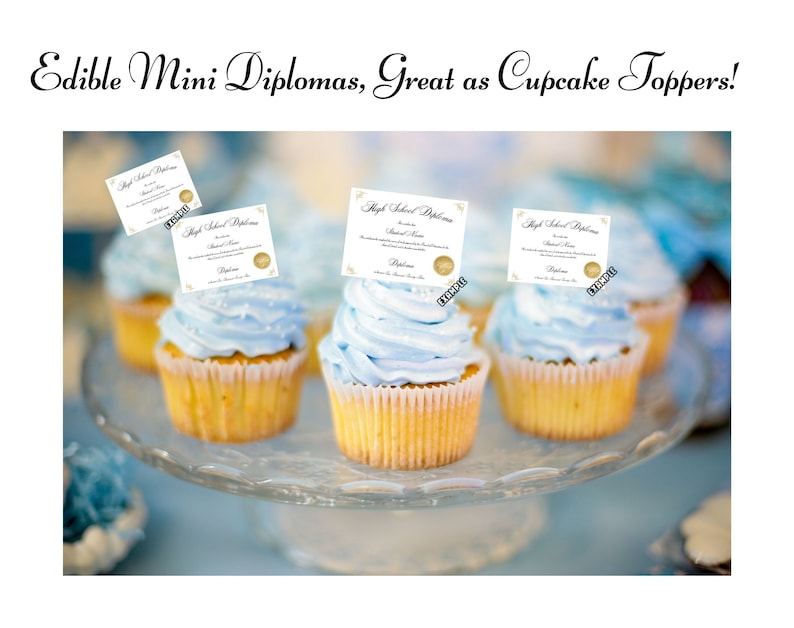 Edible Mini Diploma's, Dessert Toppers, Cupcake Toppers, Personalized ...