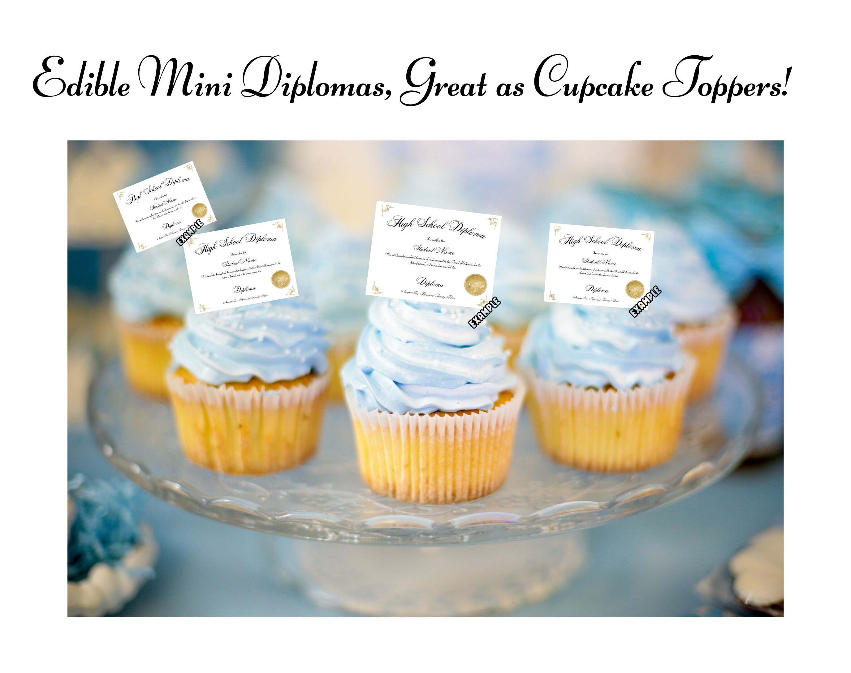 Edible Mini Diploma's, Dessert Toppers, Cupcake Toppers, Personalized ...
