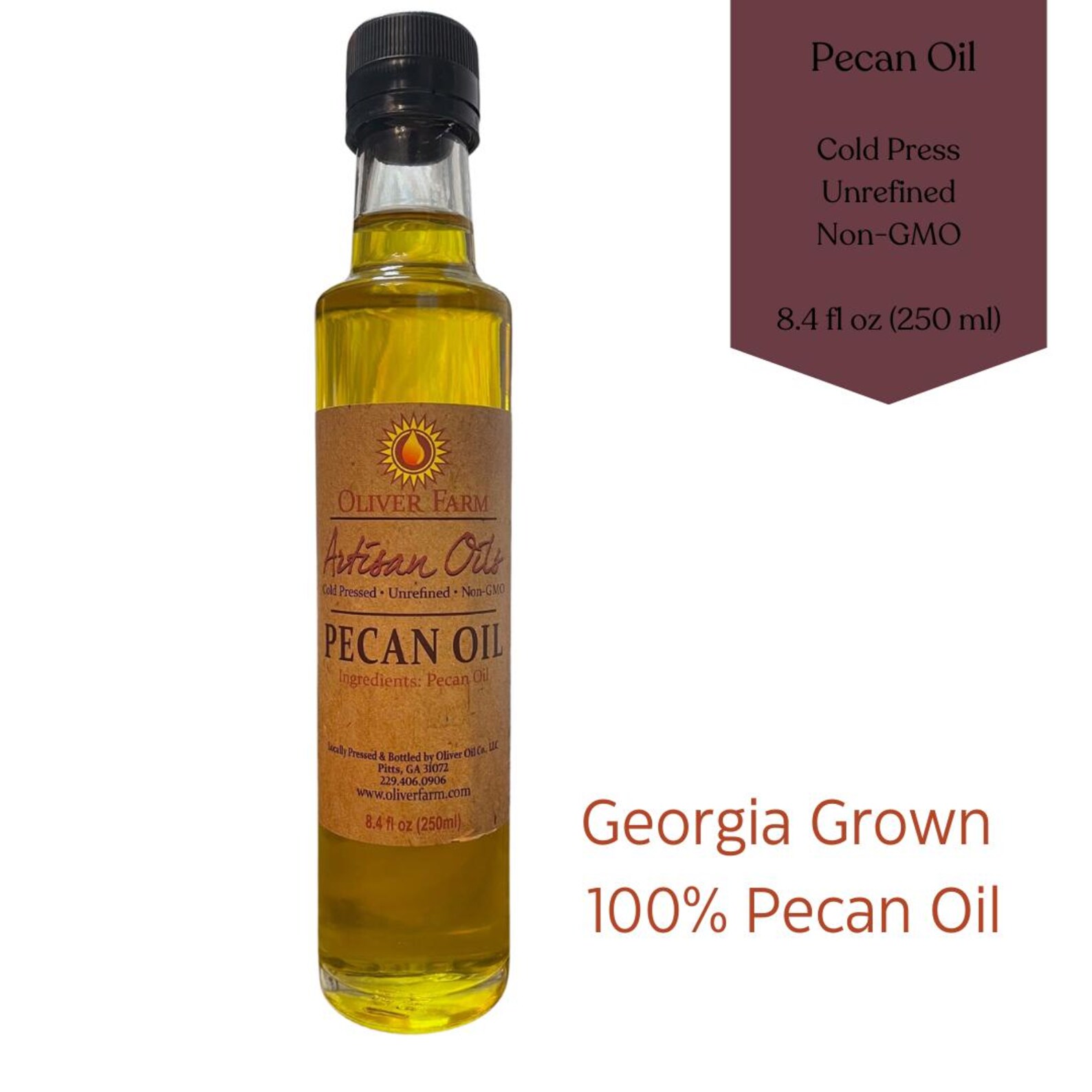 Pure Pecan Oil, Georgia Grown Label, Cold Press, Unrefined, Non-gmo ...