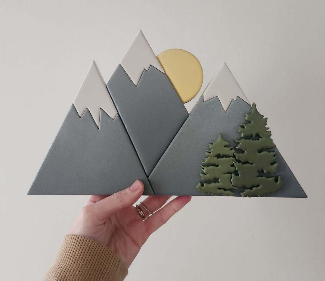 Mountains With Trees Sign, Nature Room Decor, Nature Sign, Mountain ...