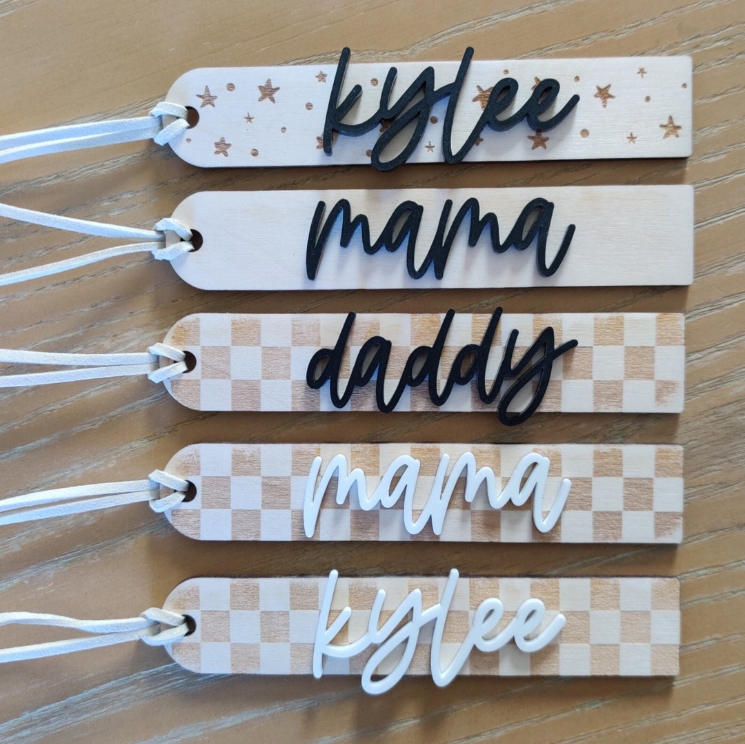 Stocking Name Tags, Name Tags, Checkered Name Tags, Personalized ...