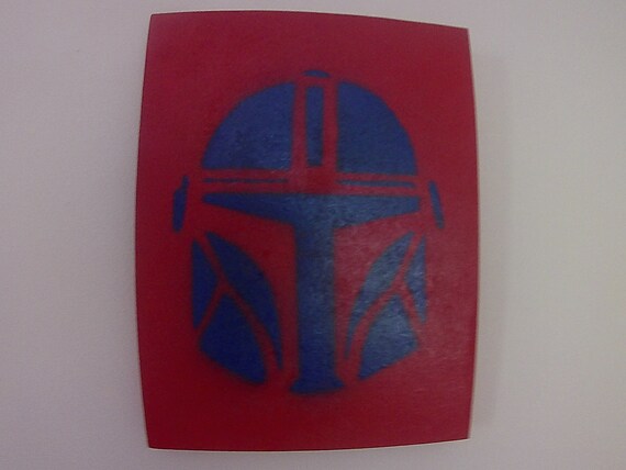 Blue Mando Wall Hanging Stencil Art | Etsy