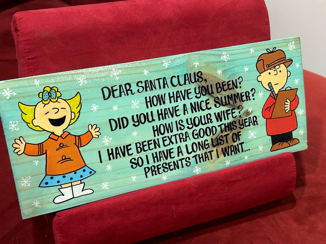 Hand Painted Charlie Brown Christmas Sign - Sally’s Letter to Santa - Etsy