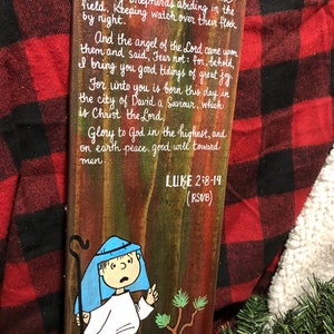 Hand Painted Rustic Fence Board Christmas Sign Linus' Scripture Speech ...