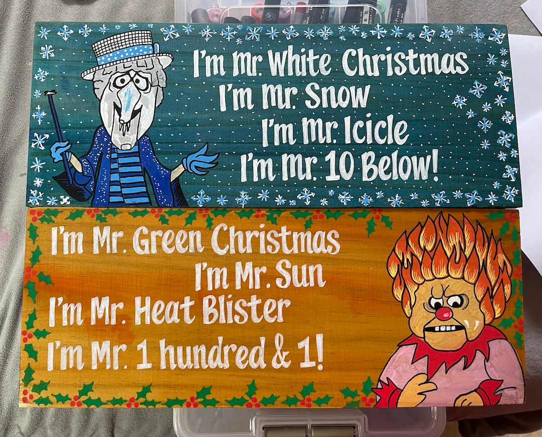 The Year Without A Santa Claus Hand Painted Set of Two Signs, Mr Heat ...