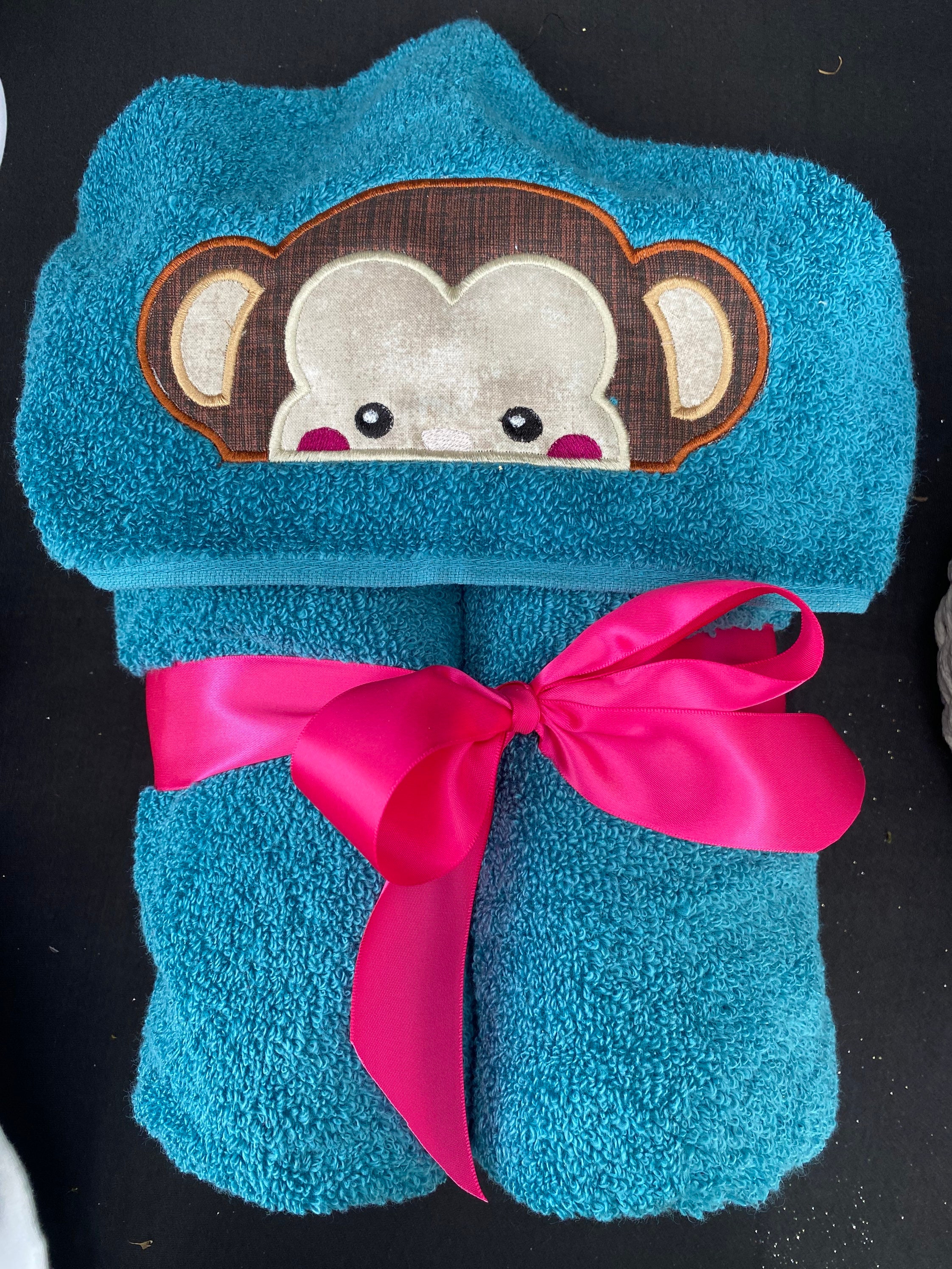Kids Monkey Hooded Towel, Personalized Monkey Hooded Towel, Boys Hooded ...