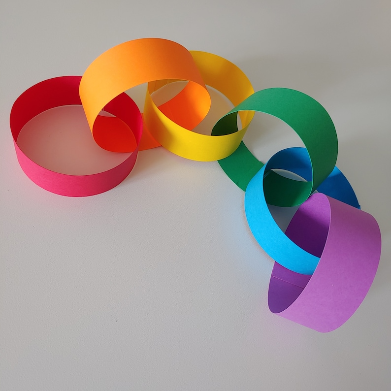 Bright Rainbow Paper Chain Kit: DIY Party Decorations (12 FEET) - Etsy