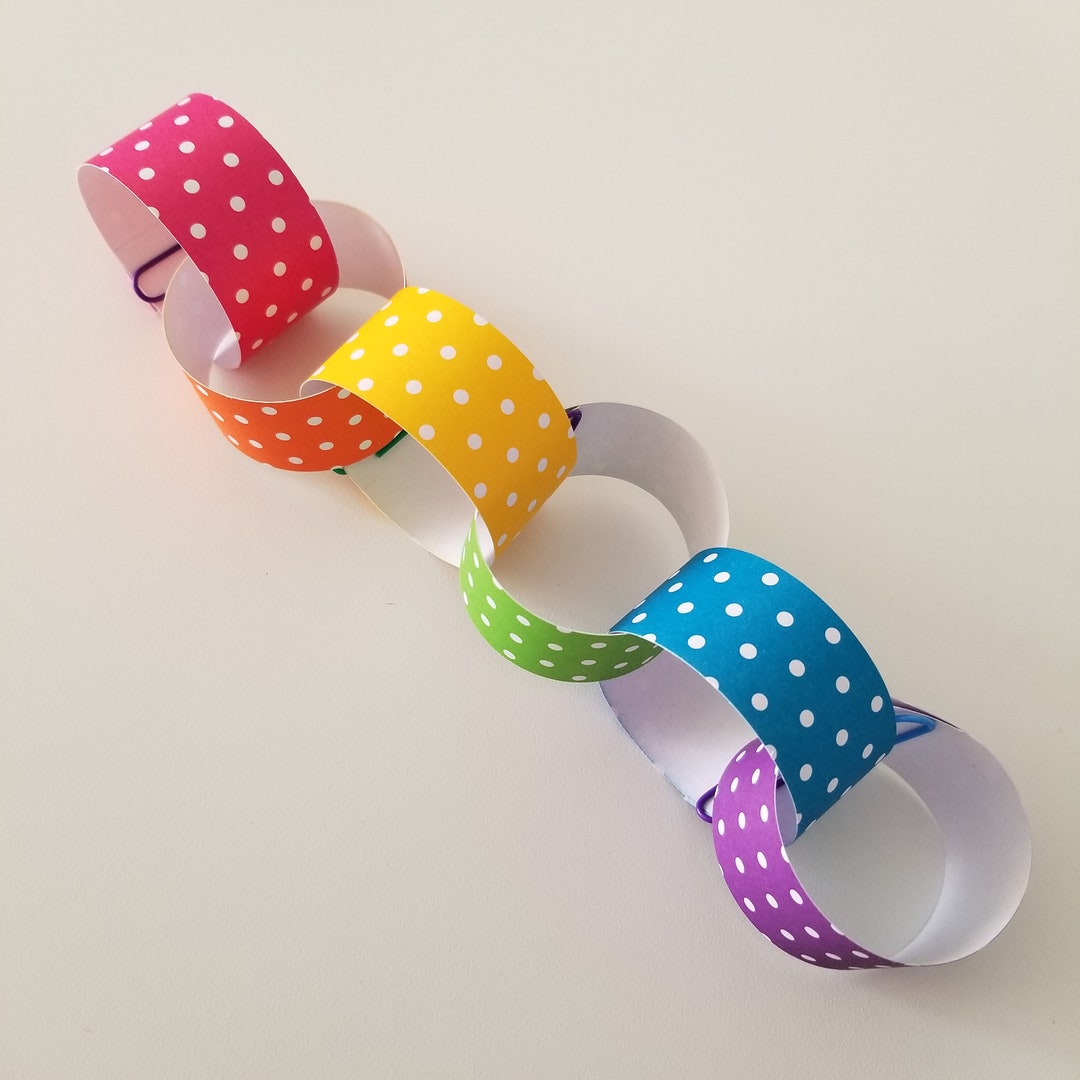 DIY Paper Chain Kits - Dotty Rainbow - Pink Orange Yellow Green Blue ...