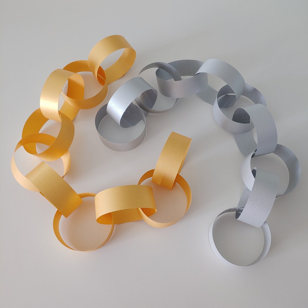 Metallic Paper Chain Kits - Gold - SILVER - Long Double Sided - Smooth ...