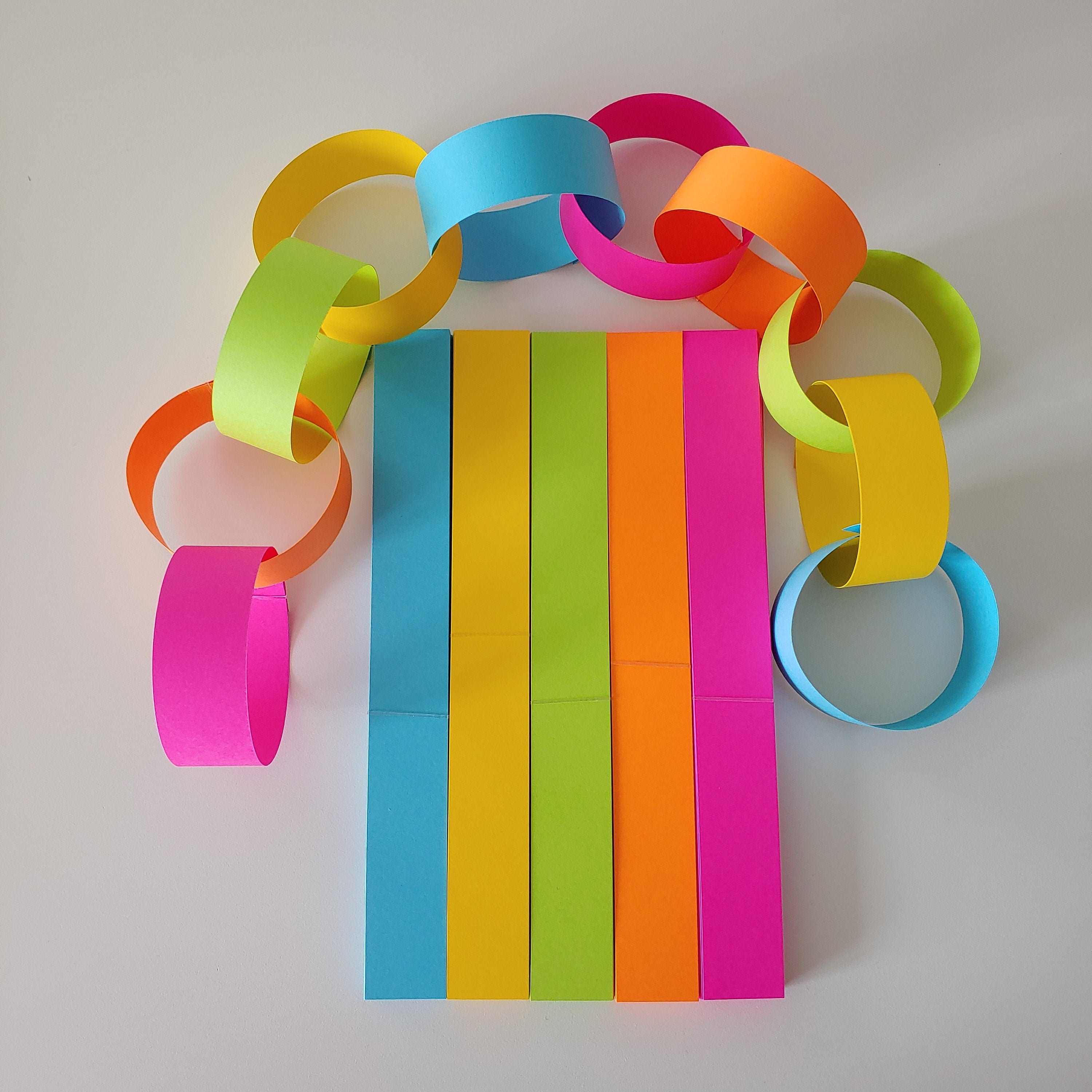 Paper Chain Kits Brilliant Rainbow Blue Yellow Green Orange Pink Long ...