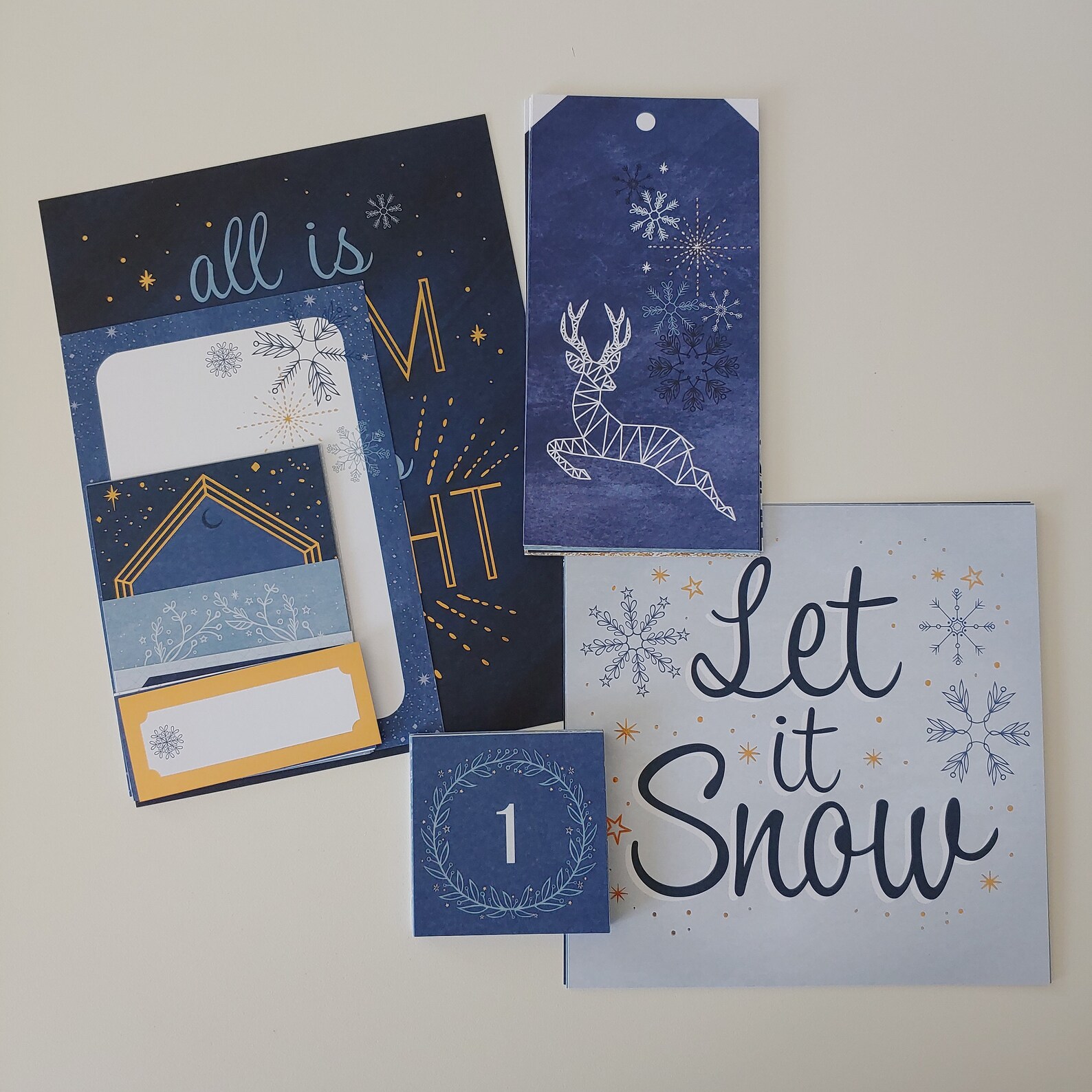 Stars and Snowflakes Christmas Paper Chain Kit: Gold Foil Accents - Etsy