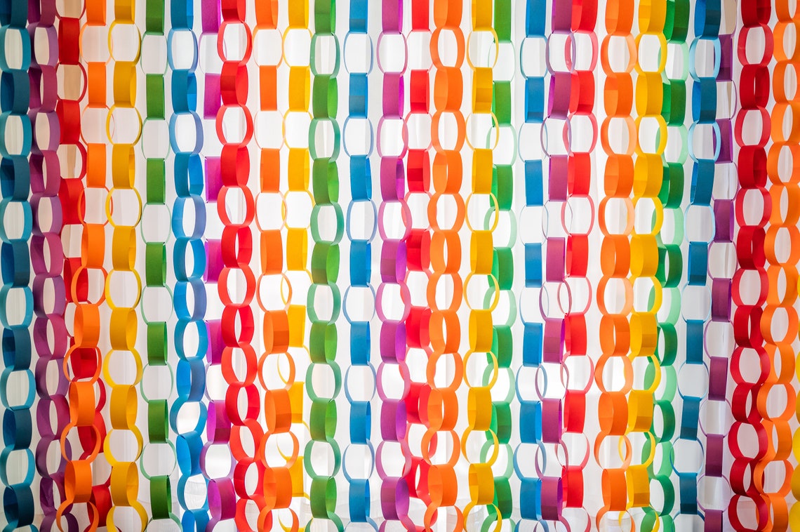 Bright Rainbow Paper Chain Kit: DIY Party Decorations (12 FEET) - Etsy