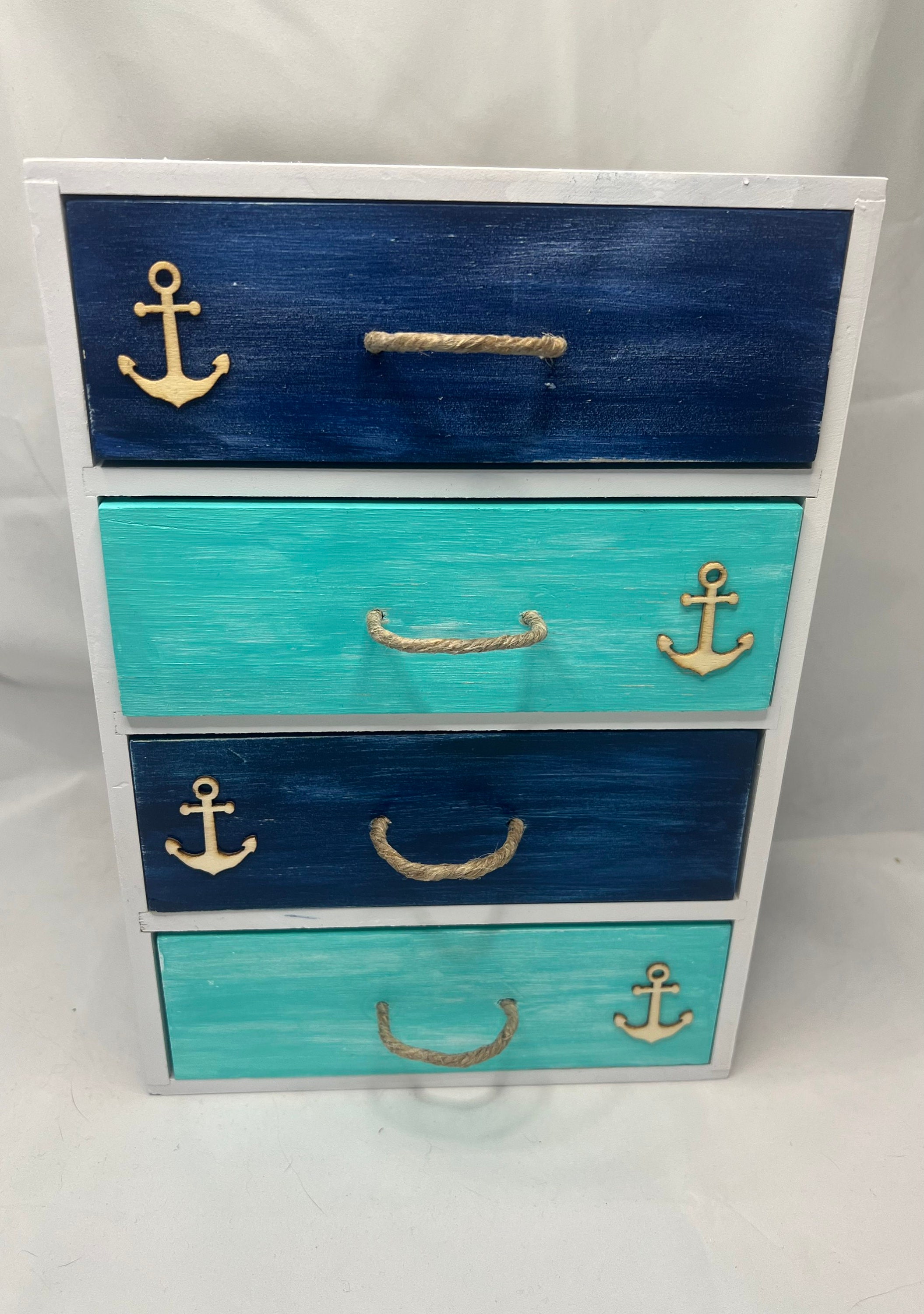 Hand Painted Nautical 4-drawer Wooden Chest Coastal Decor - Etsy