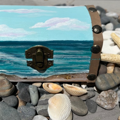 Sea Hand Painted Wooden Keepsake Seaside Beach Box Ocean - Etsy