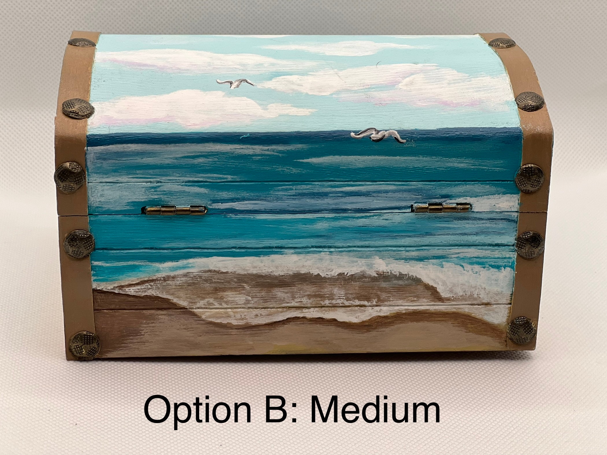 Medium-hand-painted Treasure Chest-ocean/beach Scene Jewelry - Etsy