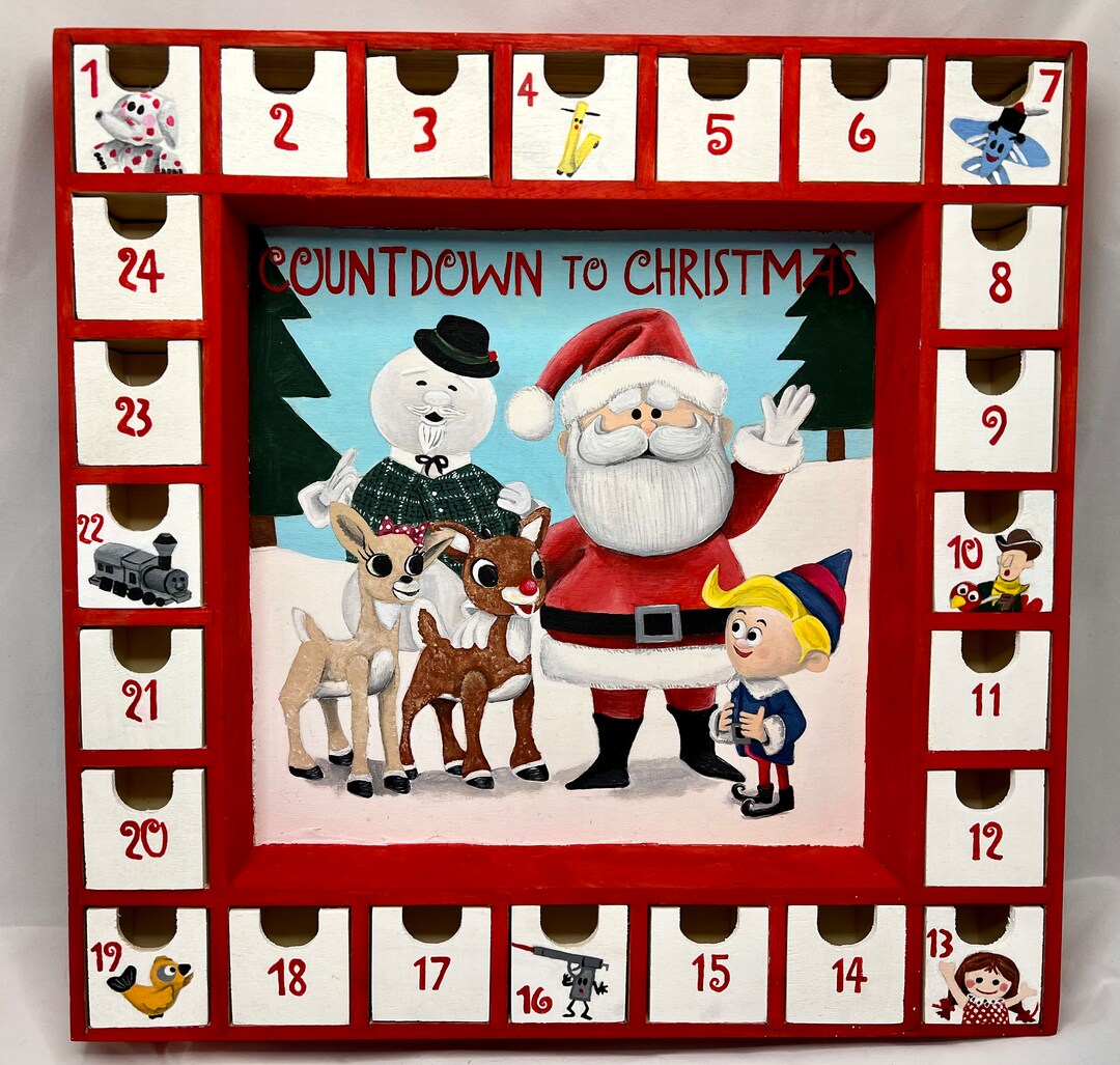 Custom Reindeer Hand-painted Wooden Advent Calendar - Etsy