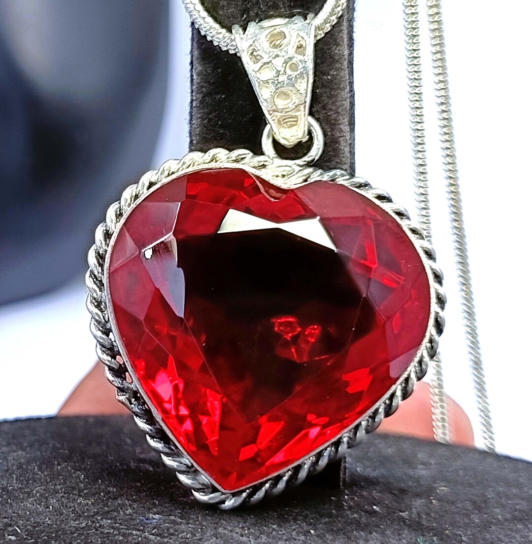 Certified 90.00 Ct Red Ruby Pendant | Heart Shaped Natural Gemstone in ...