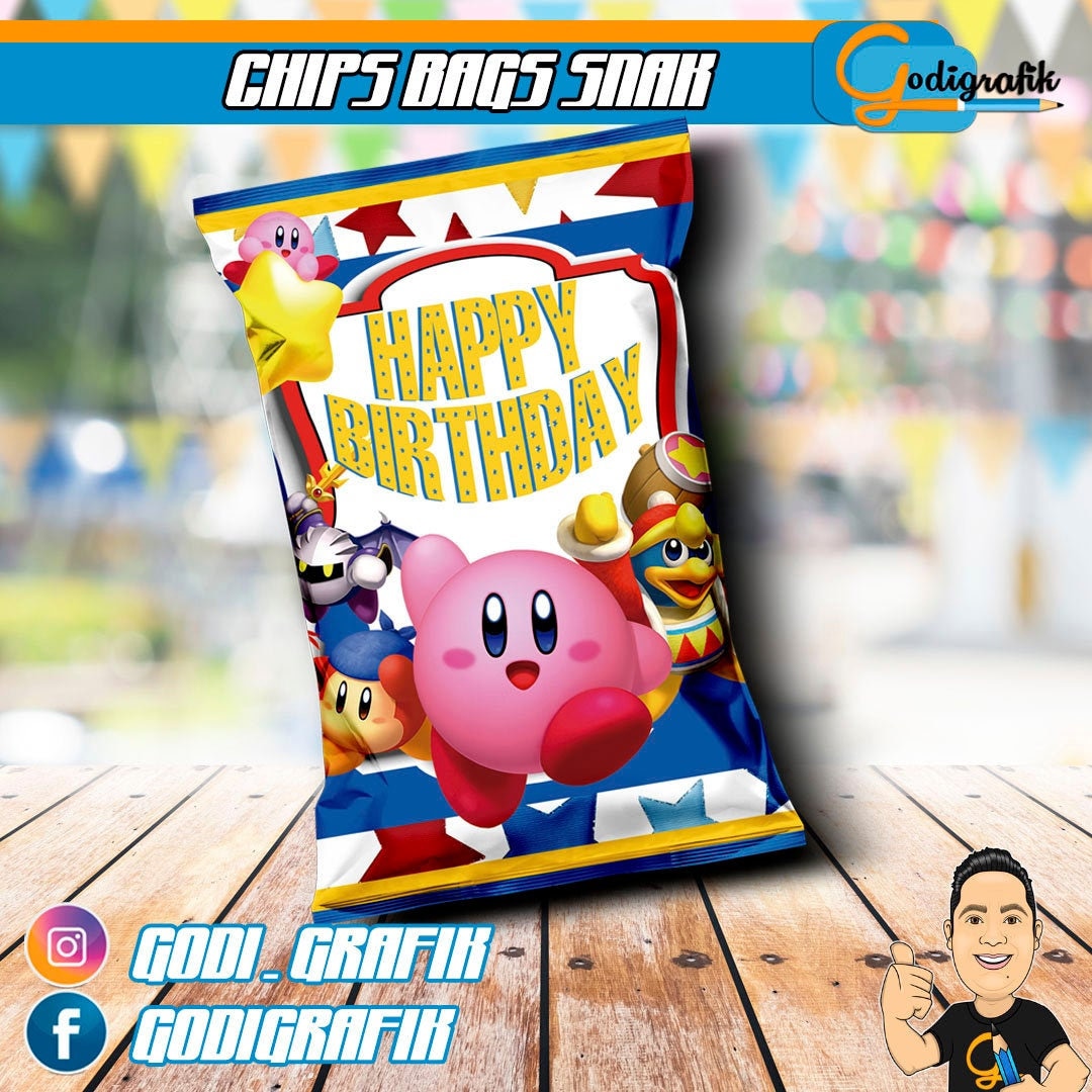 Kirby Chip Bags Digital File Kirby Party Favor Kirby Birthday Templates ...