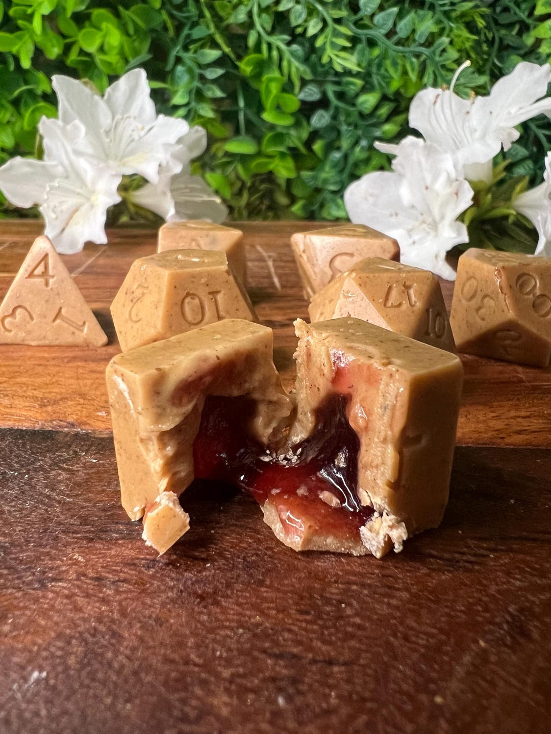 Peanut Butter Raspberry Filled Chocolate Edible Dice Set: 7 Piece RPG ...