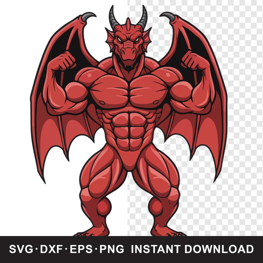 Bodybuilder Red Dragon Clipart, Powerlifting Weightlifting Gym Workout ...