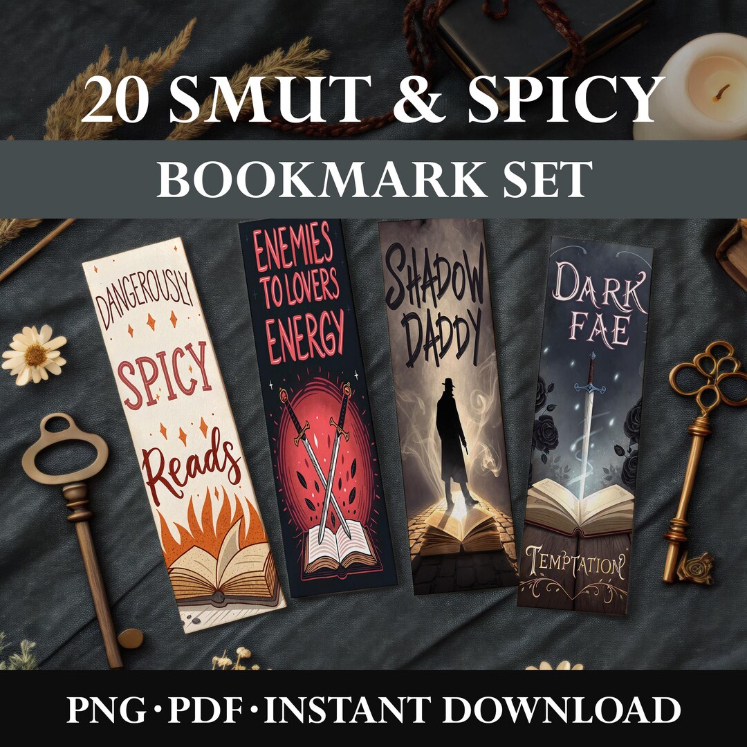 Spicy Romance Bookmark Collection: Funny Smut Bookmarks (PNG, PDF ...
